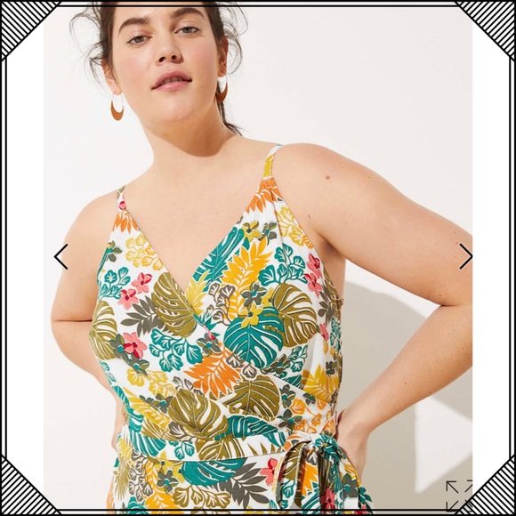 LOFT | Dresses | Loft Plus Loft Beach Tropical Wrap Midi Dress Nwt ...